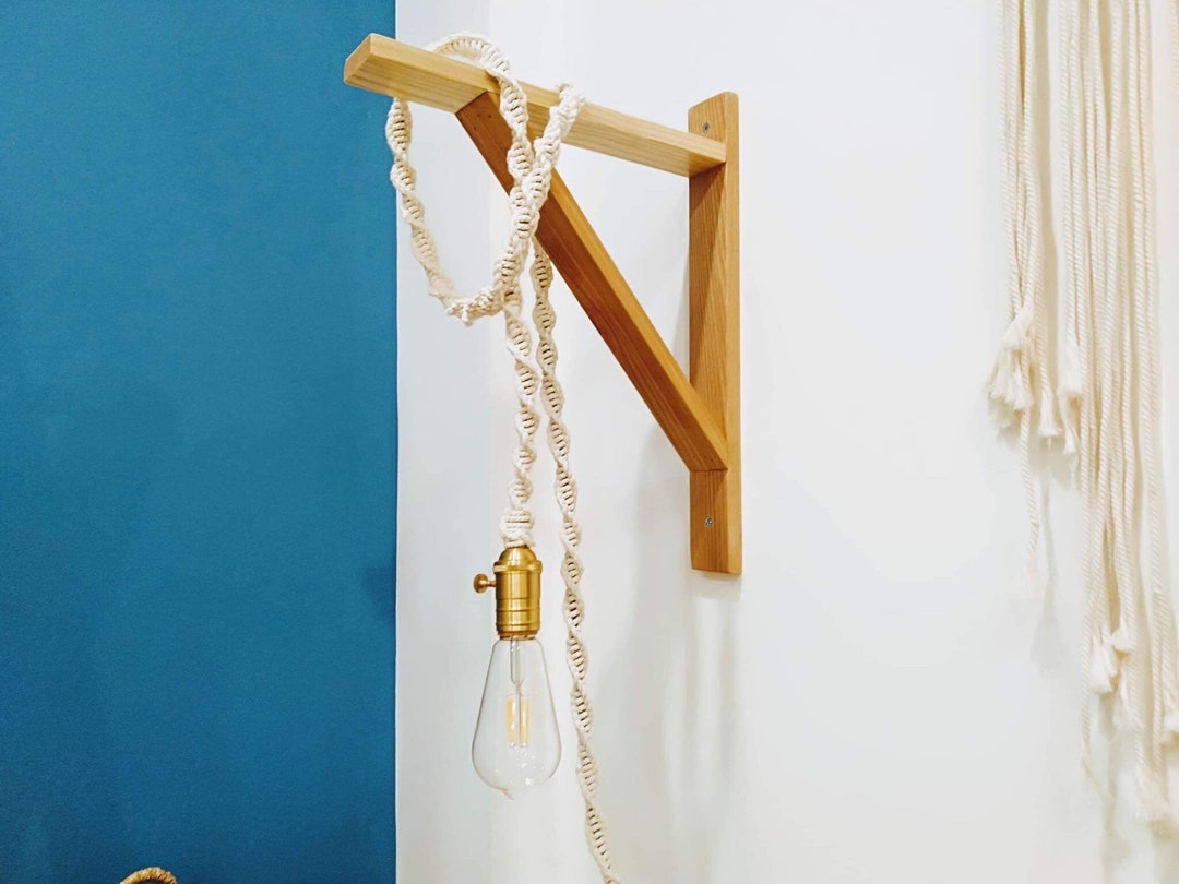 6-16ft Macrame Pendant Light / Plug in Pendant Light/ Bracket INCLUDED ...