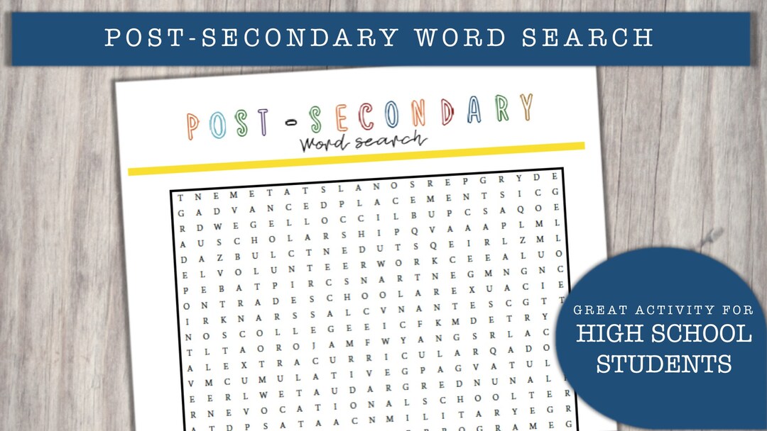 Printable Post-secondary Word Search - Instant Download Game for ...