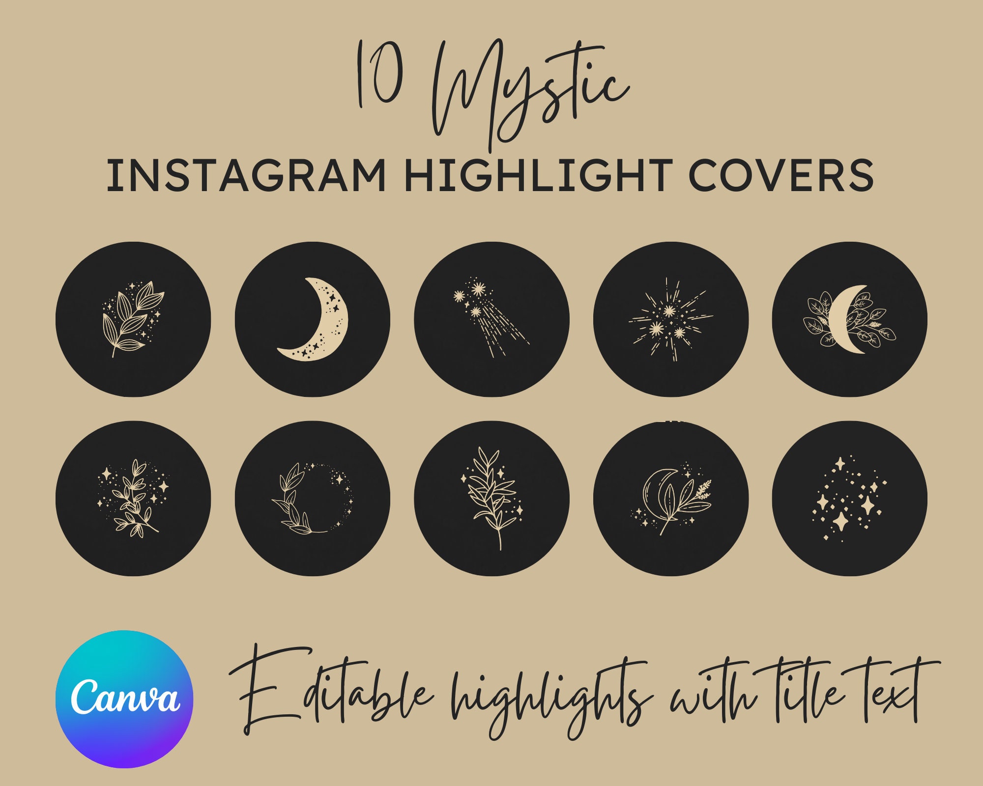 10 Editable Mystic Instagram Highlight Icons Dark Story Instagram ...