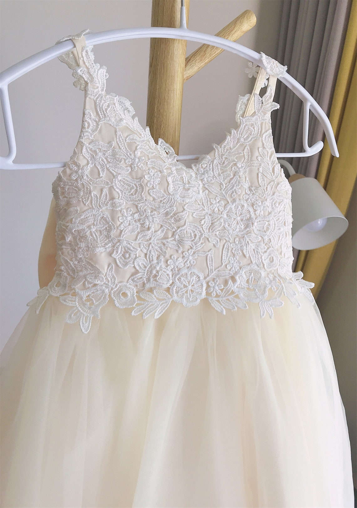 Lace Flower Girl Dress Champagne Flower Girl Dress Tulle Etsy