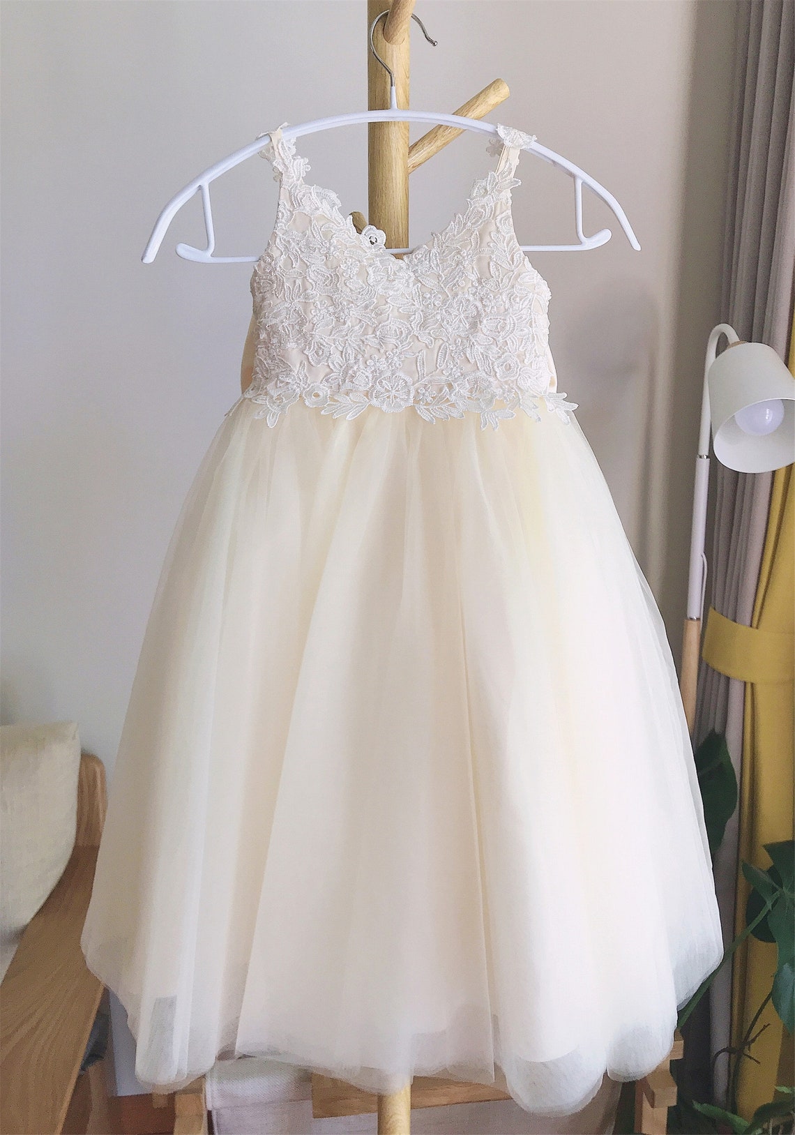 Lace Flower Girl Dress Champagne Flower Girl Dress Tulle Etsy
