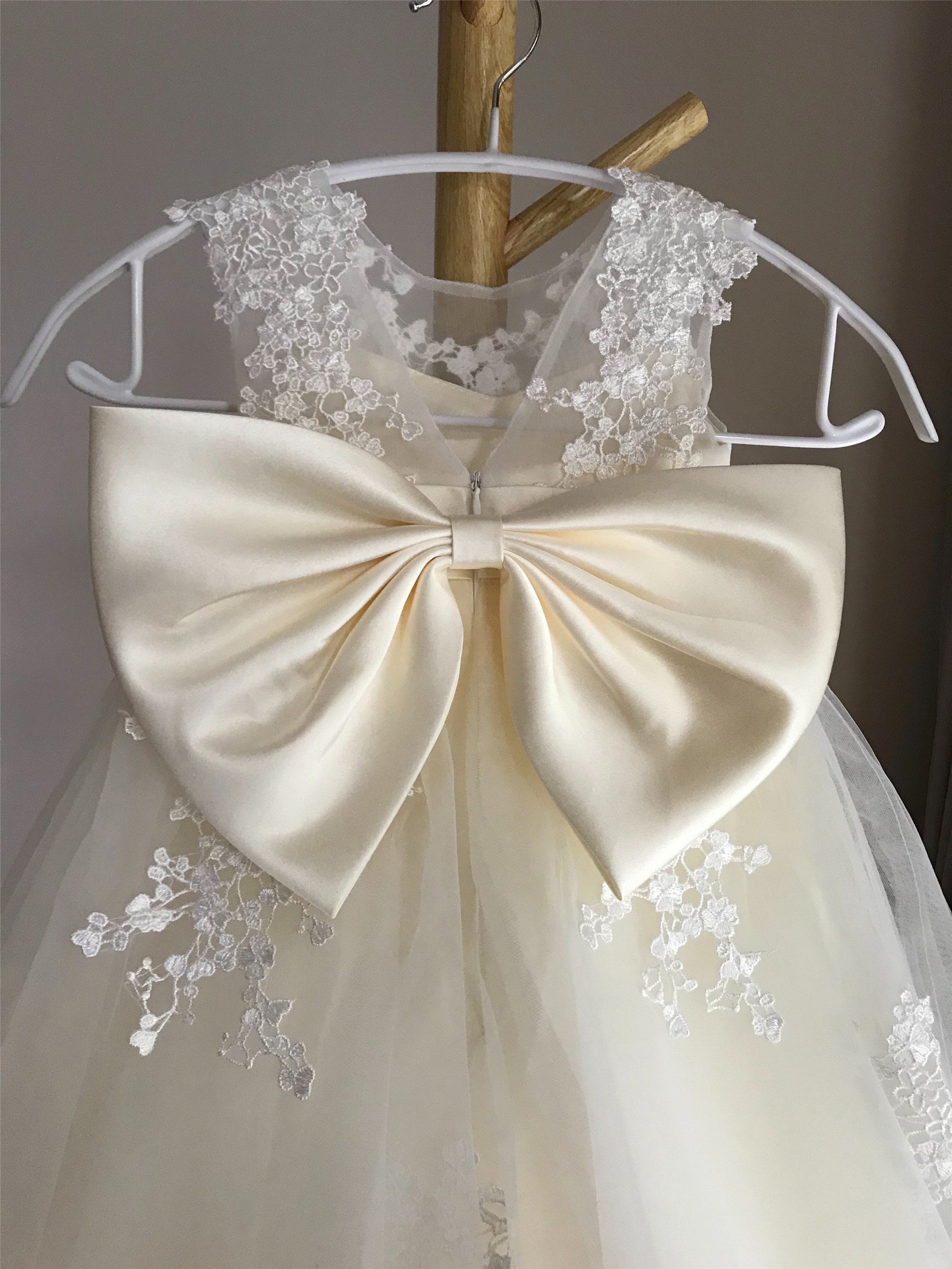 Ivory Lace Flower Girl Dress Tulle Flower Girl Dress Etsy