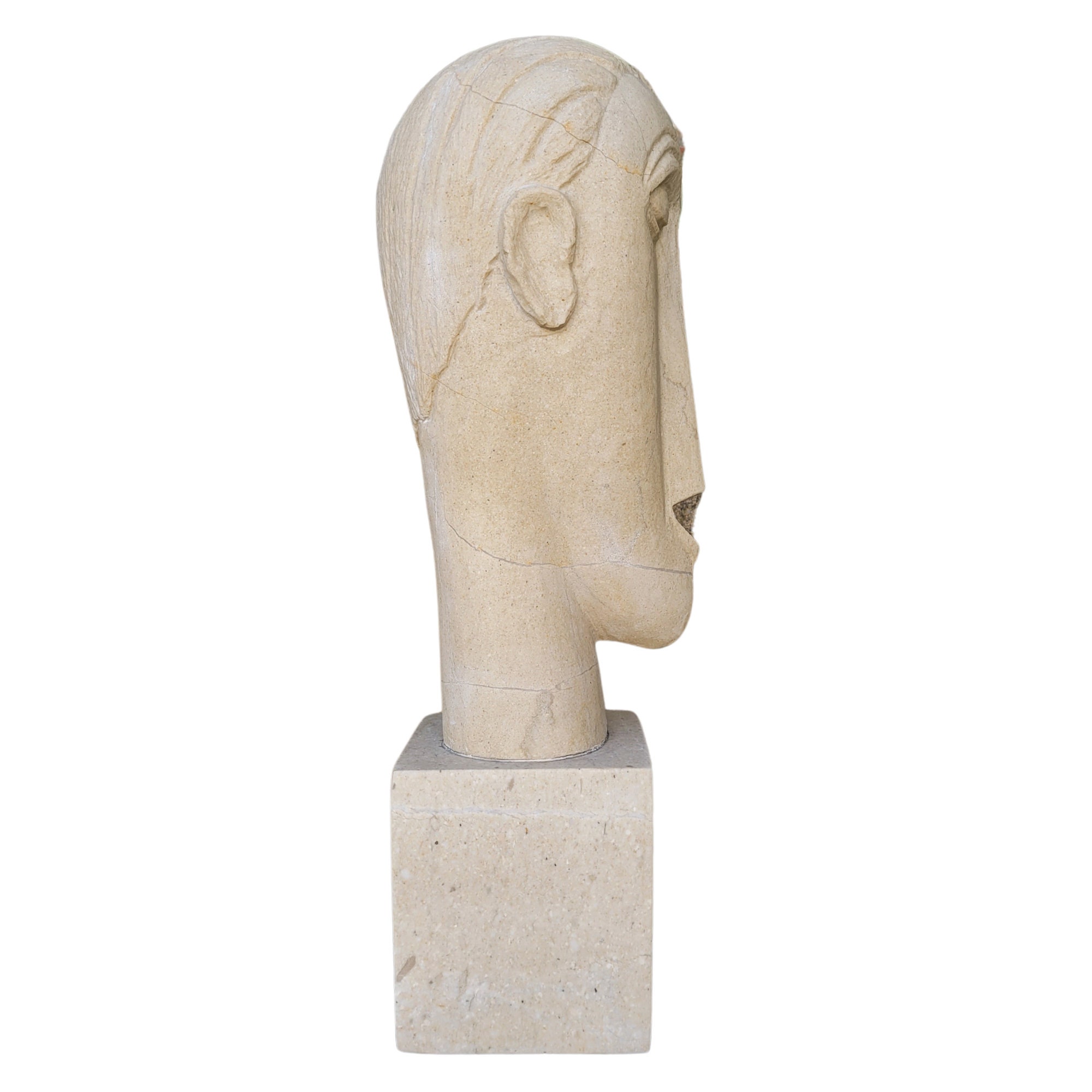 Modigliani-inspired Stone Head Sculpture | Indoor & Outdoor Garden ...