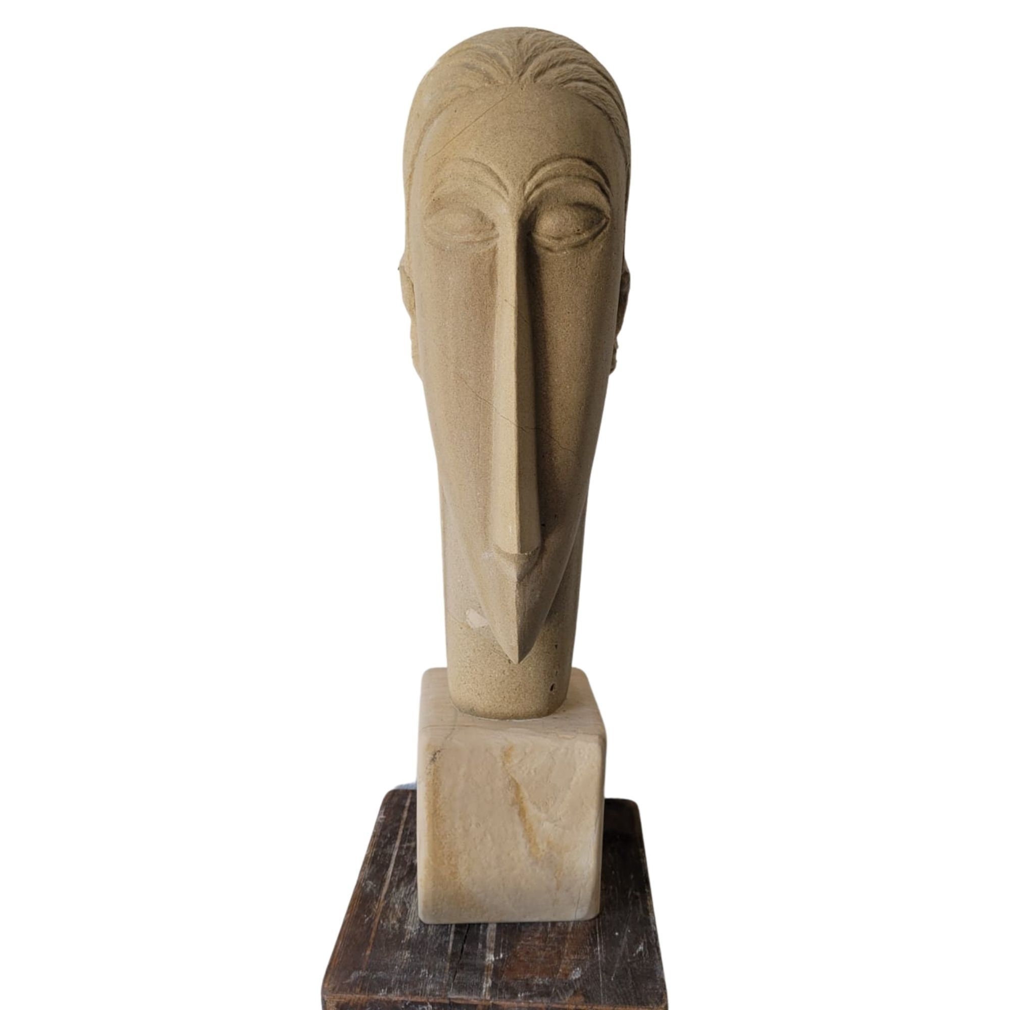 Amedeo Modigliani Inspired Replica | Modern Stone Head Sculpture for ...
