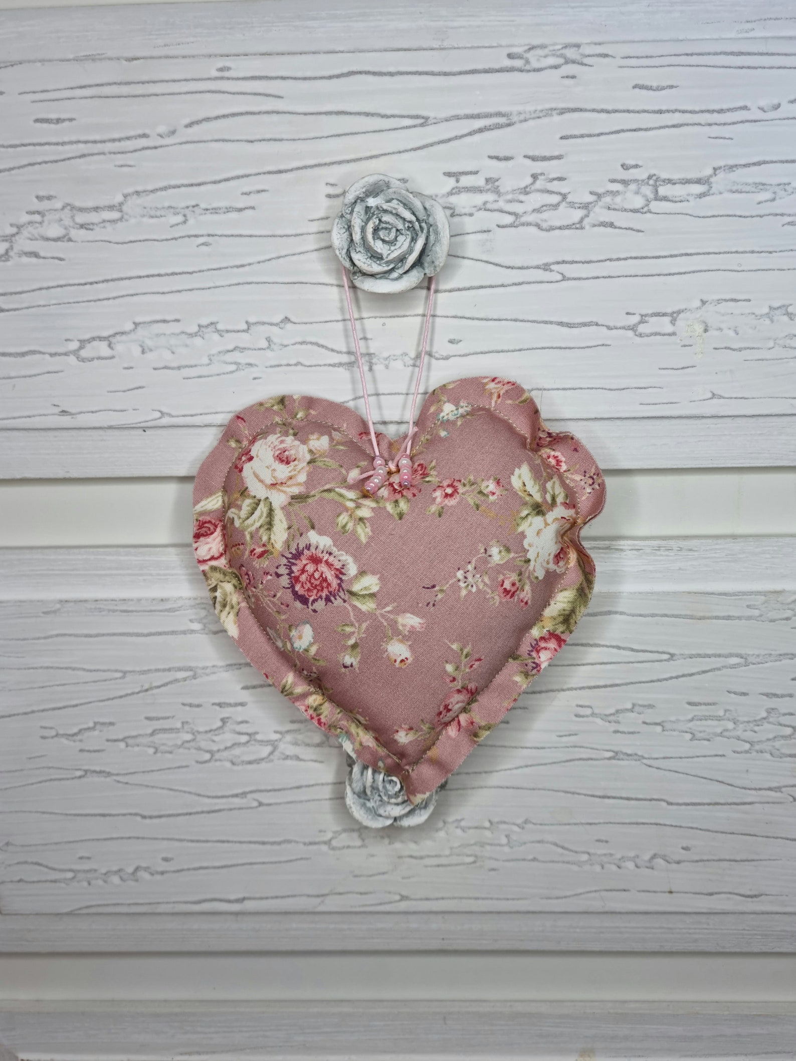 Shabby Chic Fabric Hanging Heart Decoration 'spring - Etsy