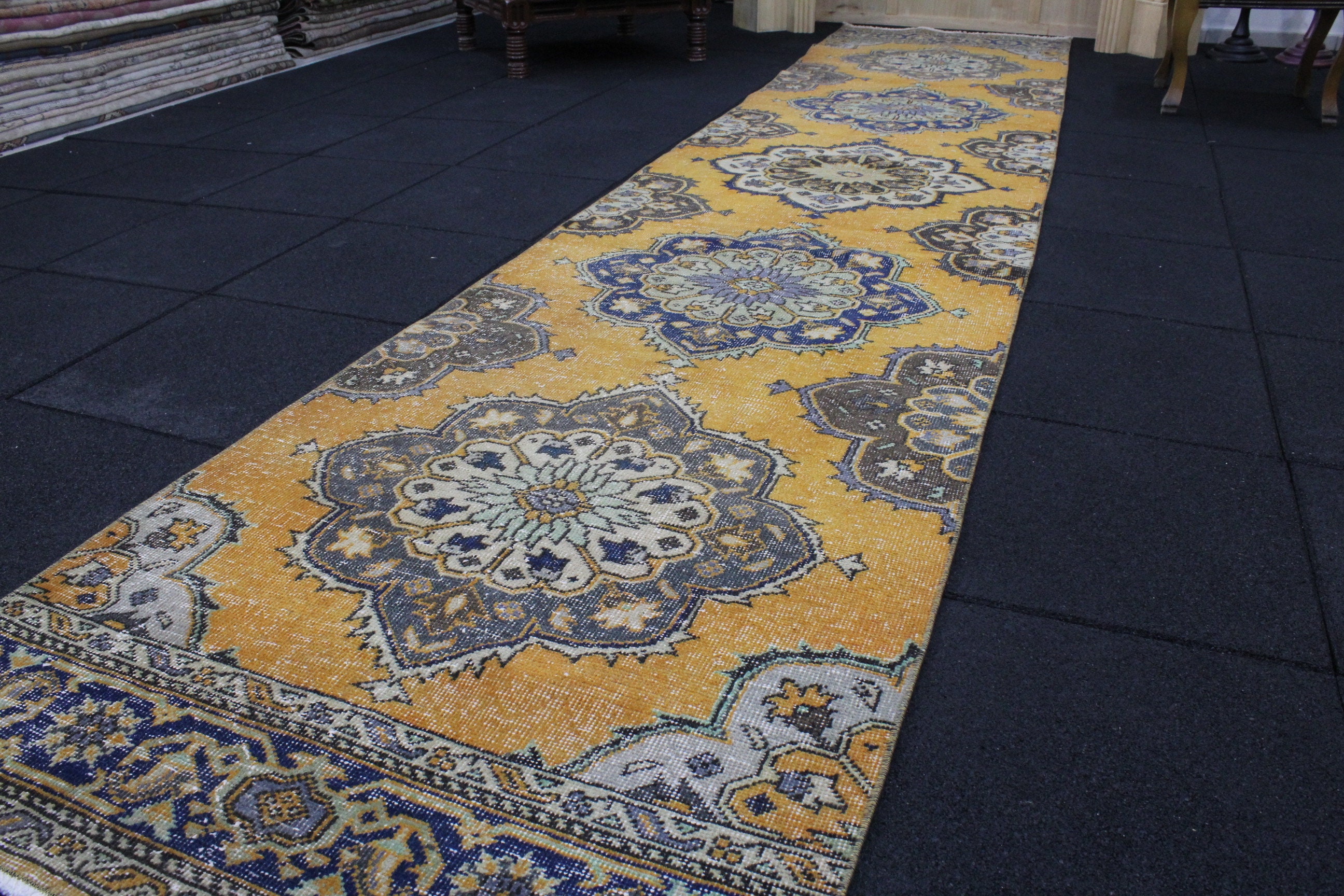 Orange Runner Rug , 2.8x13.1 Turkish Runner , Oriental Rug , Vintage ...