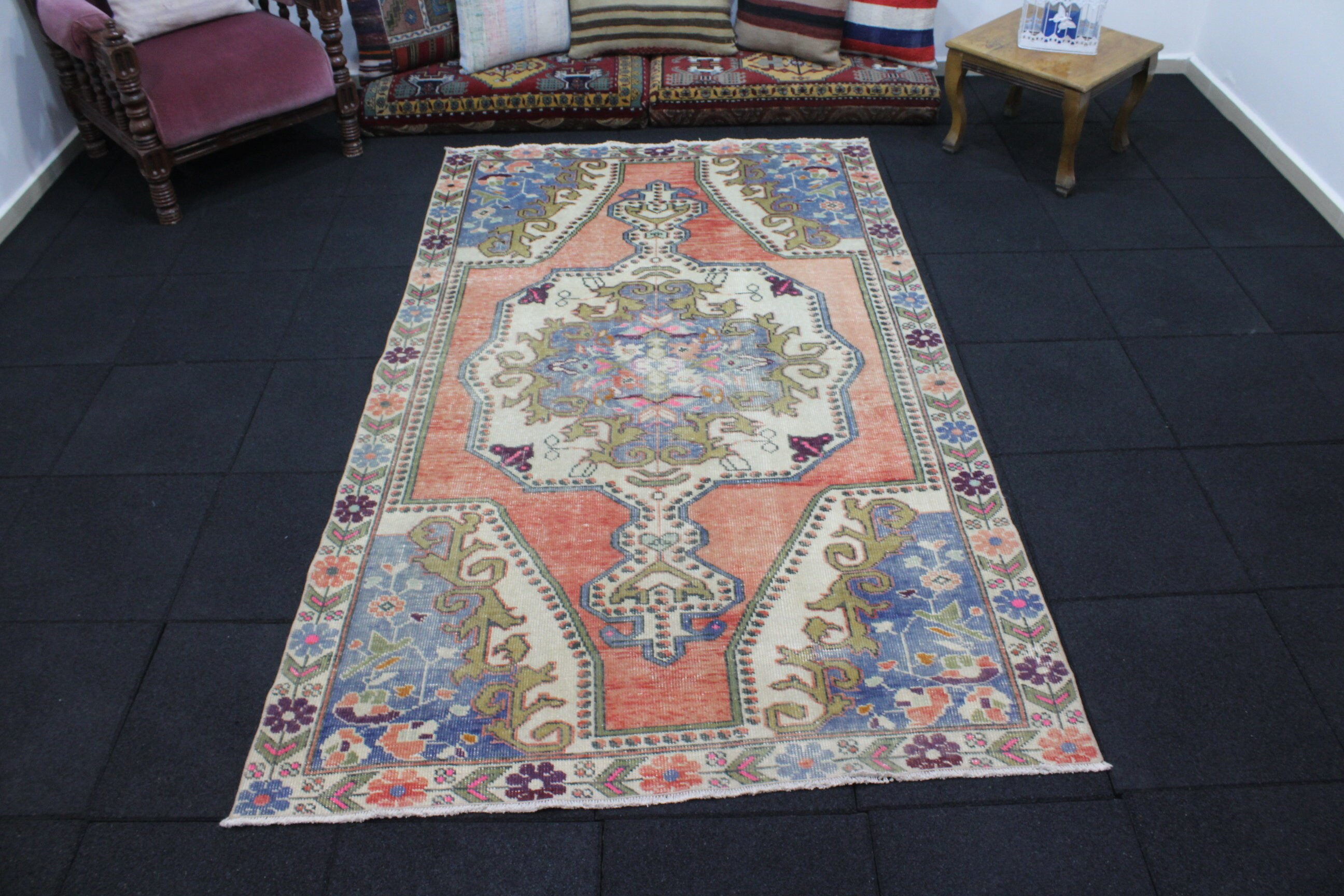 Oushak Area Rug 4.3x7.2 Turkish Rug Red Area Rug Distressed | Etsy