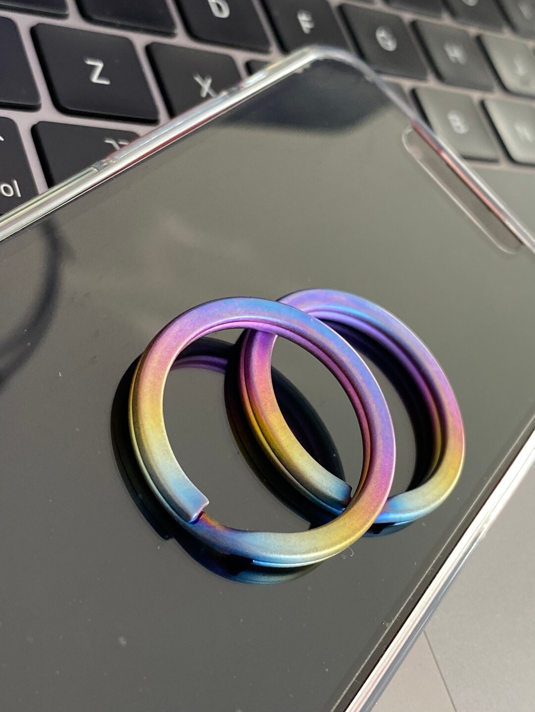 Anodized Rainbow Titanium Split Ring • Extra Thick • 32mm • 1x Ring - Etsy
