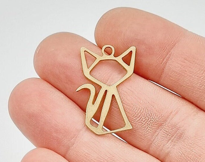 2 Pcs Raw Brass Laser Cut Sky Cat Talisman İn the Jewelry, Crescent ...