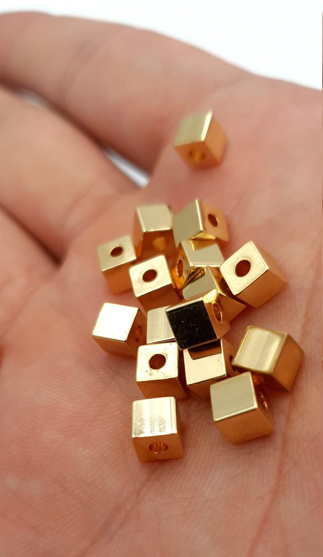 10 Pcs Gold Clored Square Bead Blanks 1.7mm Hole 5x5mm - Etsy