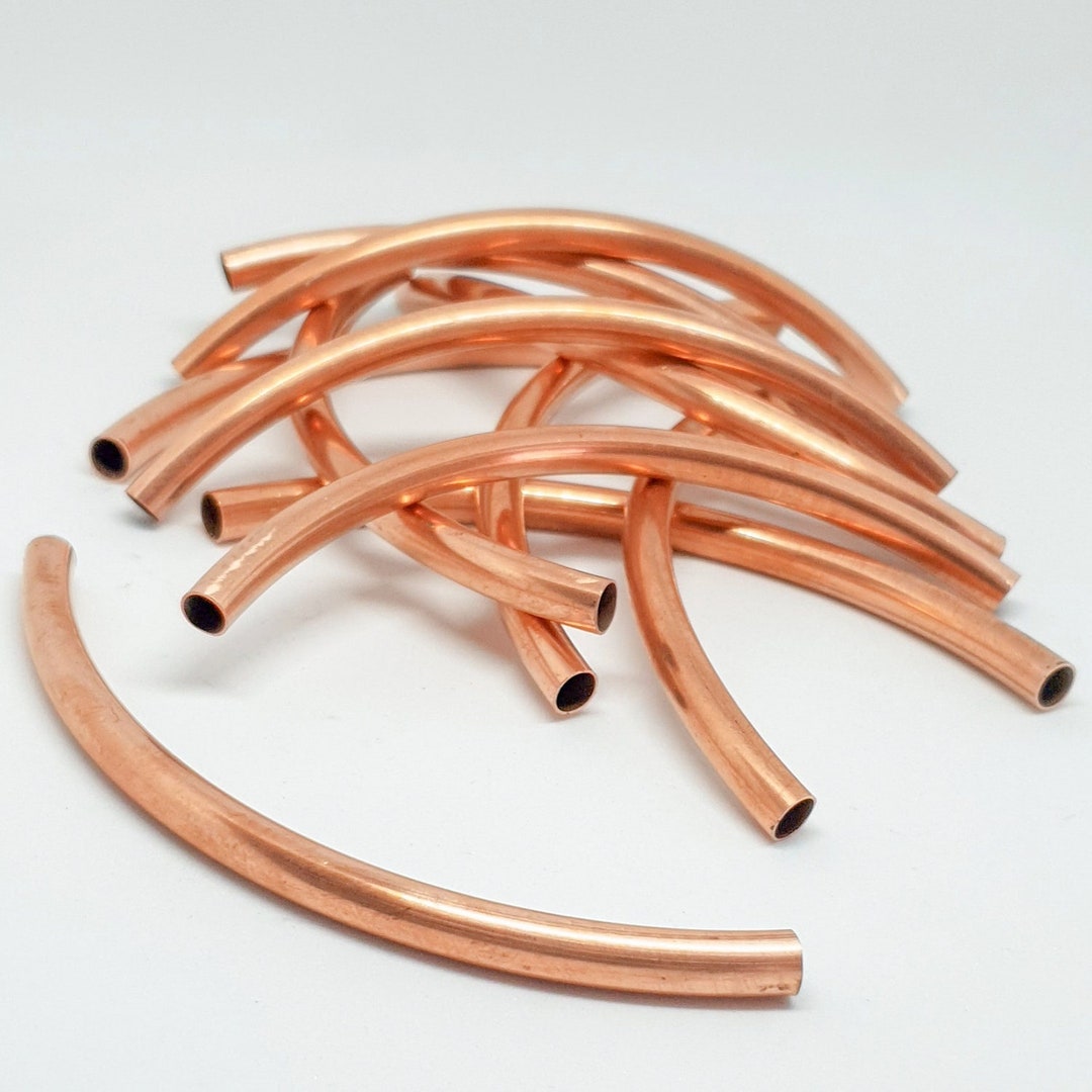 Curved **6x100mm** Raw Copper Tube - Extra Long Metal Pipe Beads ...