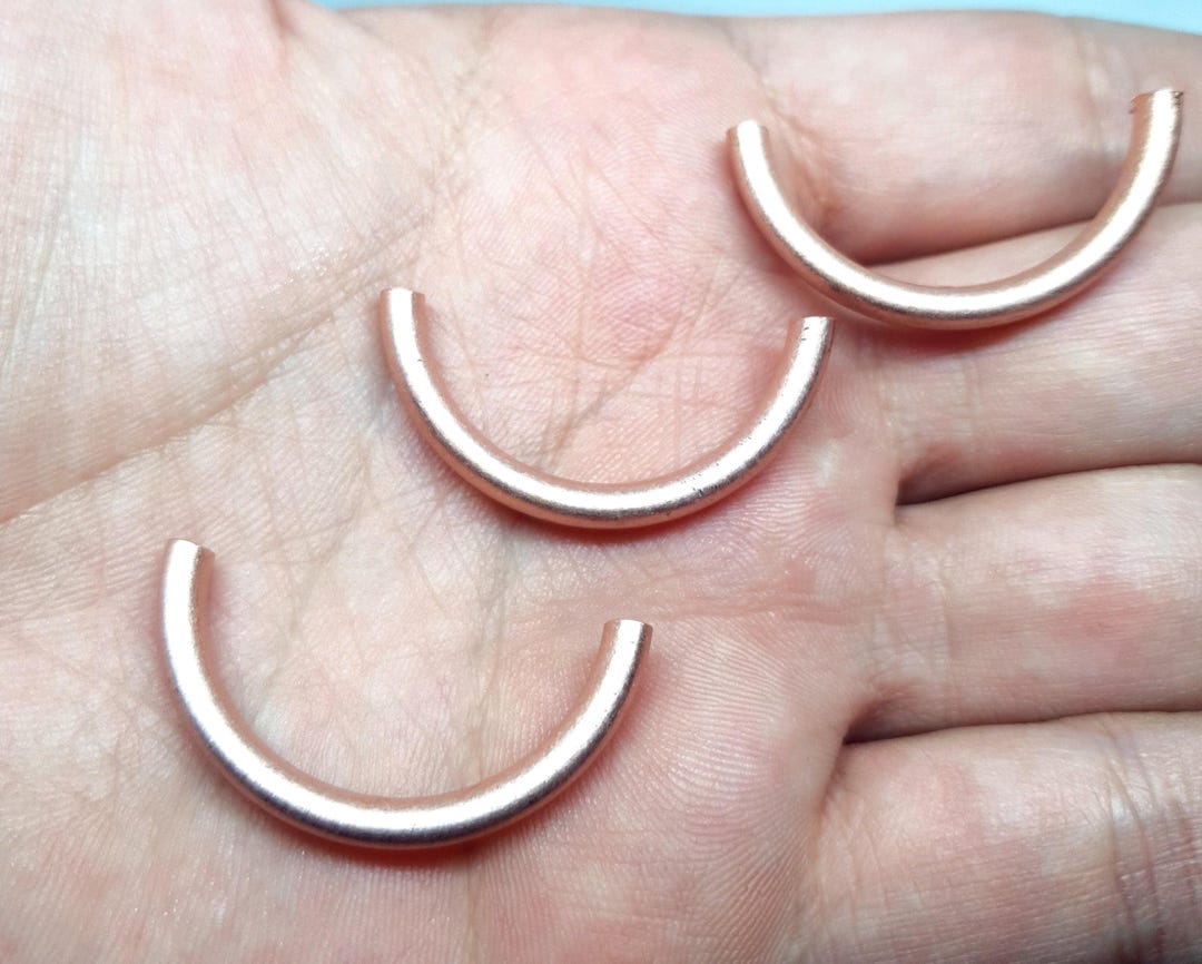Raw Copper Tubes , Semi Circle Curved Tube Beads, Half Moon, Cuff Tubes ...