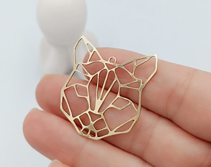 2 Pcs Raw Brass Laser Cut Sky Cat Talisman İn the Jewelry, Crescent ...