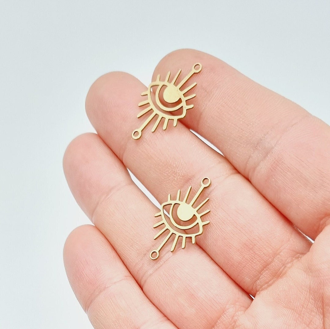 2 Pcs Raw Brass Eye Charms, Raw Brass Eye Pendant, Eye Necklase ...
