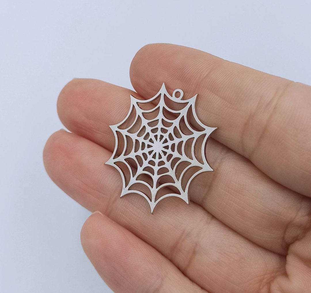 2pcs Silver Plated Spider Web Charms, Spider Web Earring, Spider Web ...