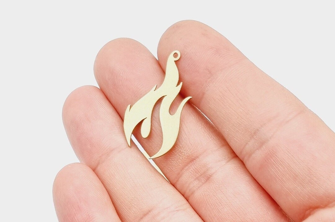 Raw Brass Fire Charms, Raw Brass Fire Pendant, Fire Necklase, Jewelry ...