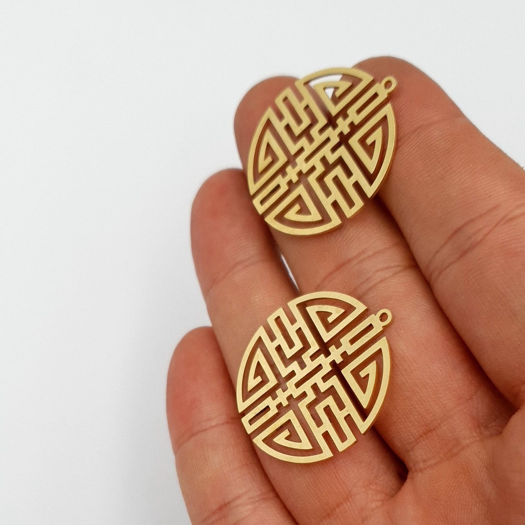 Raw Brass Asia Charms Round Pendant Brass Earring Finding - Etsy