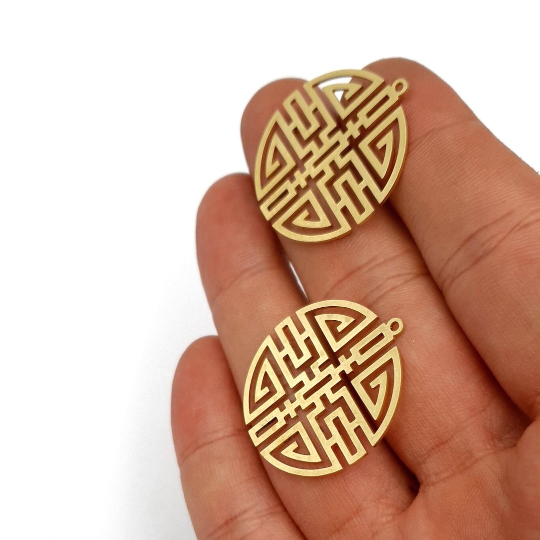 Raw Brass Asia Charms, Round Pendant, Brass Earring Finding, Laser Cut ...
