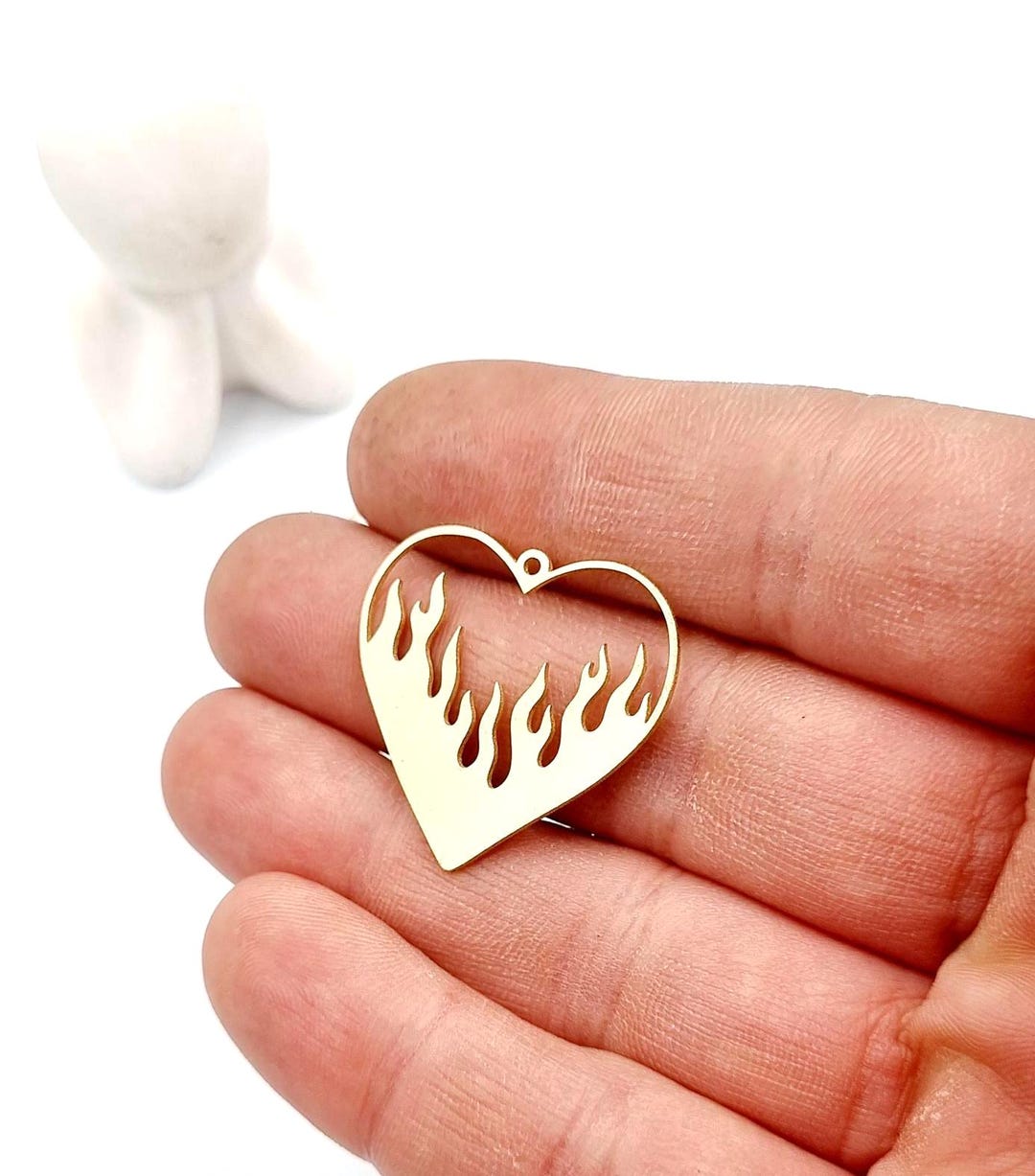 5 Pcs Raw Brass Heart Charm, Heart Pendant, Heart Earring, Fire Charm ...