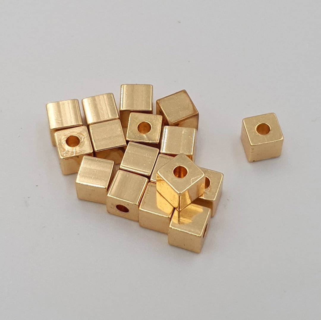 10 Pcs Gold Clored Square Bead Blanks 1.7mm Hole 5x5mm - Etsy