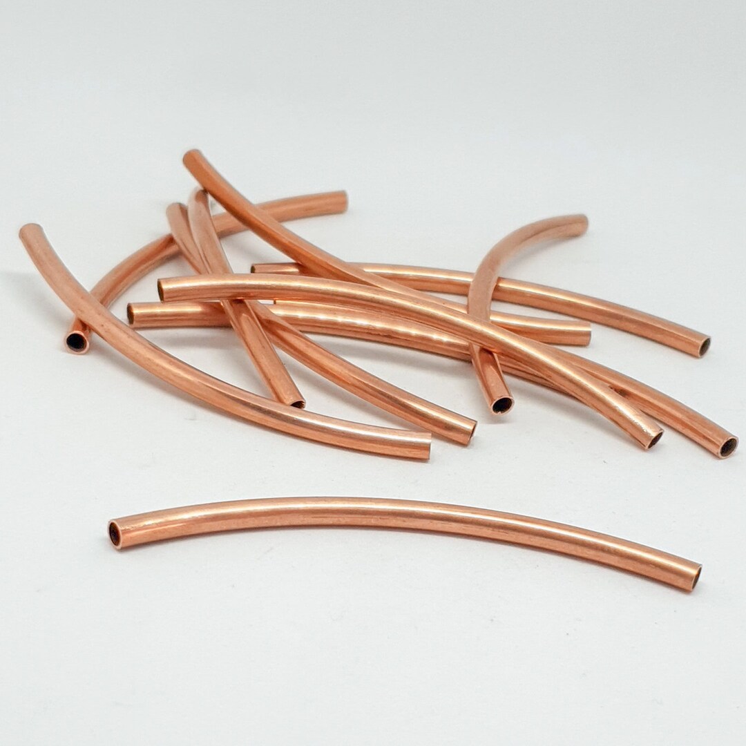 Curved **4x80mm** Raw Copper Tube - Extra Long Metal Pipe Beads ...