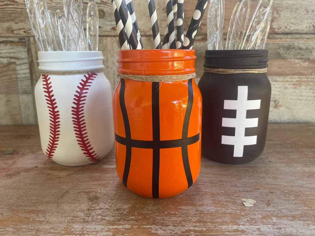 Sport Mason Jar Birthday Party Decor Mason Jar Centerpiece for Kid ...