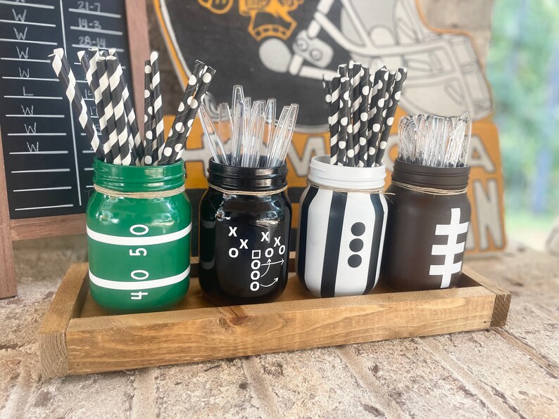 Football Mason Jar Custom Team Decor for Football Party Tailgate ...