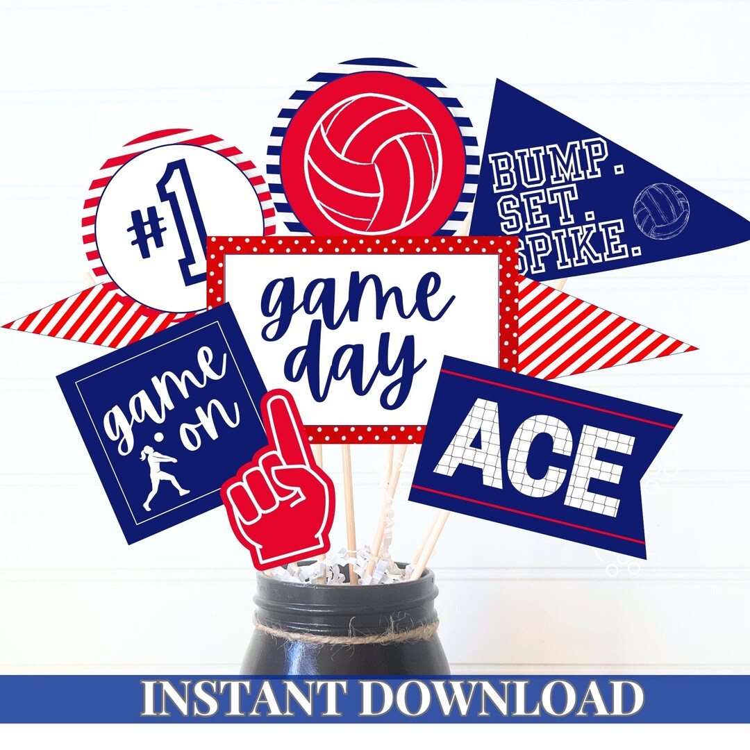 Volleyball Printable Decor Instant Download Pennant for Volleyball Team ...