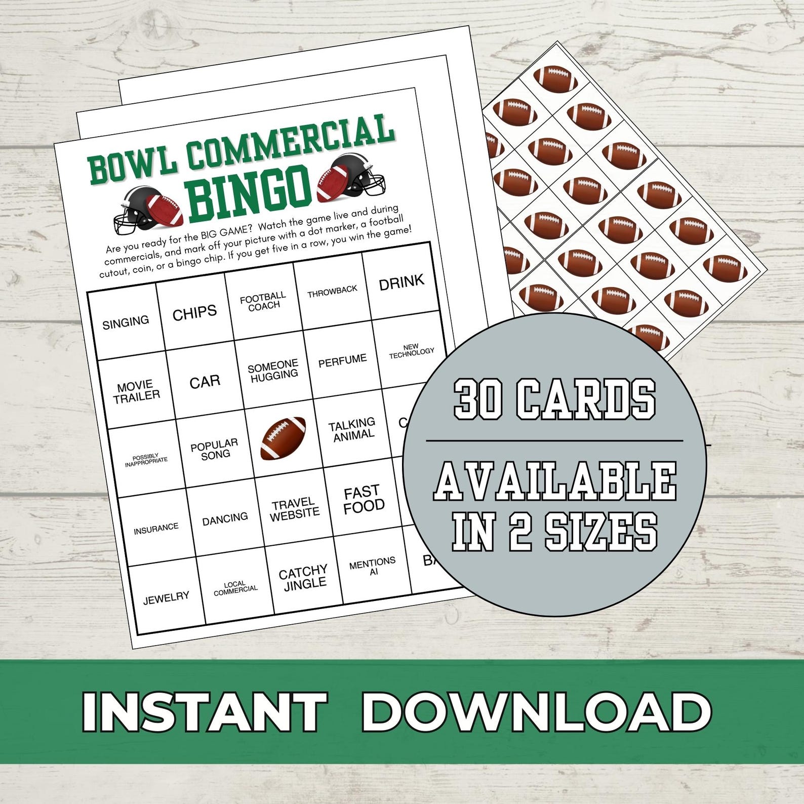 The Big Game Bowl Commercial Bingo 2025 Super Football Bowl Game ...