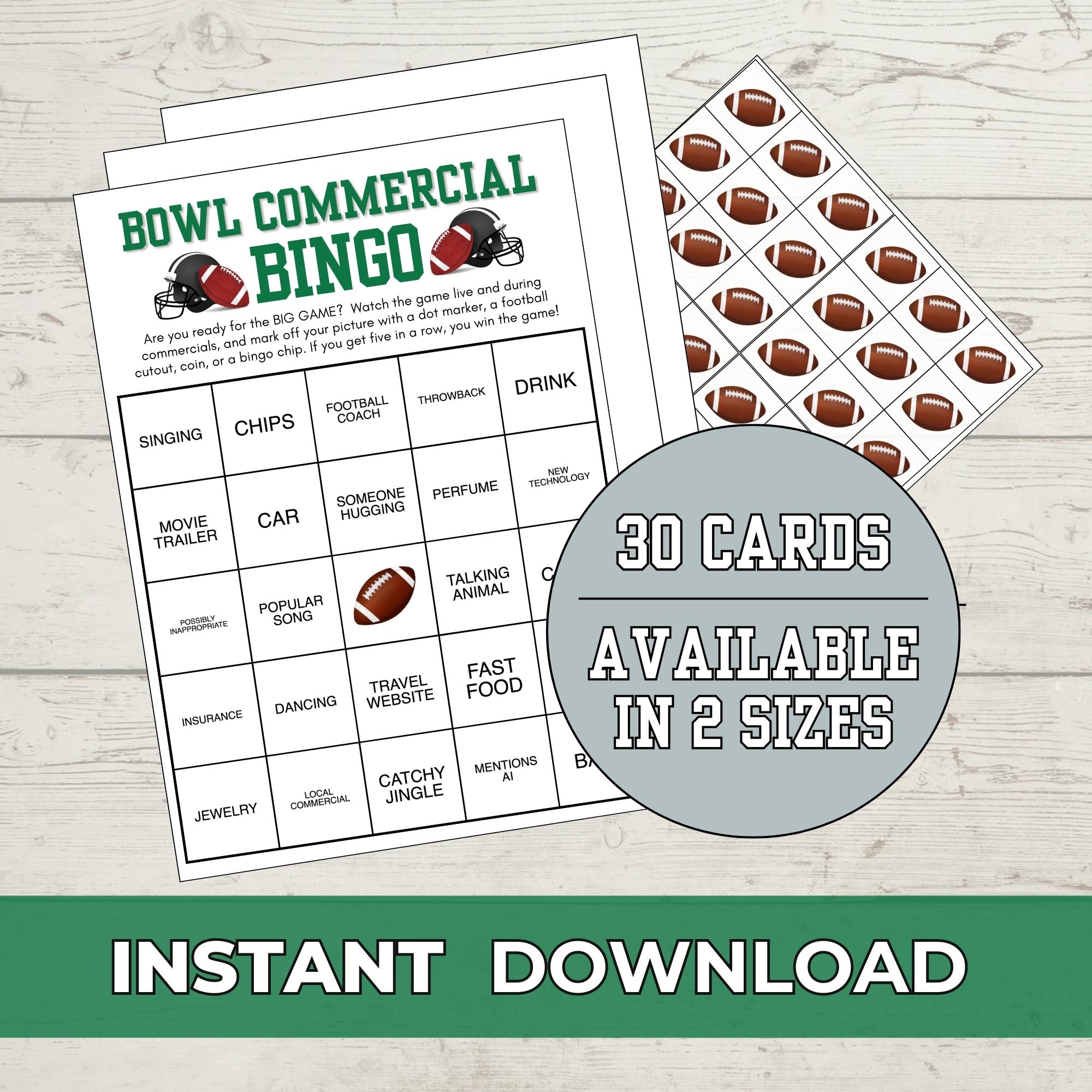 The Big Game Bowl Commercial Bingo 2025 Super Football Bowl Game ...