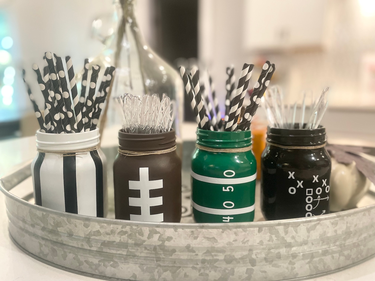 Football Mason Jar Custom Team Decor for Football Party Tailgate ...