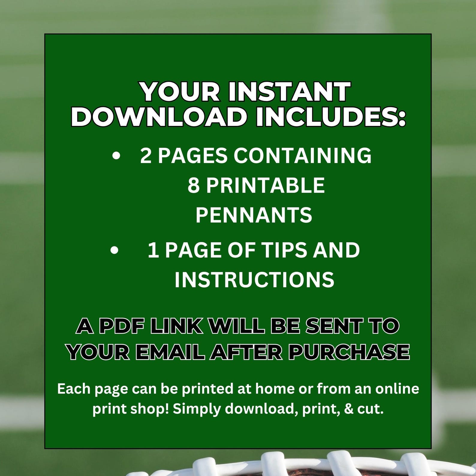 Navy and Green Team Color Instant Download Football Printable Pennant ...
