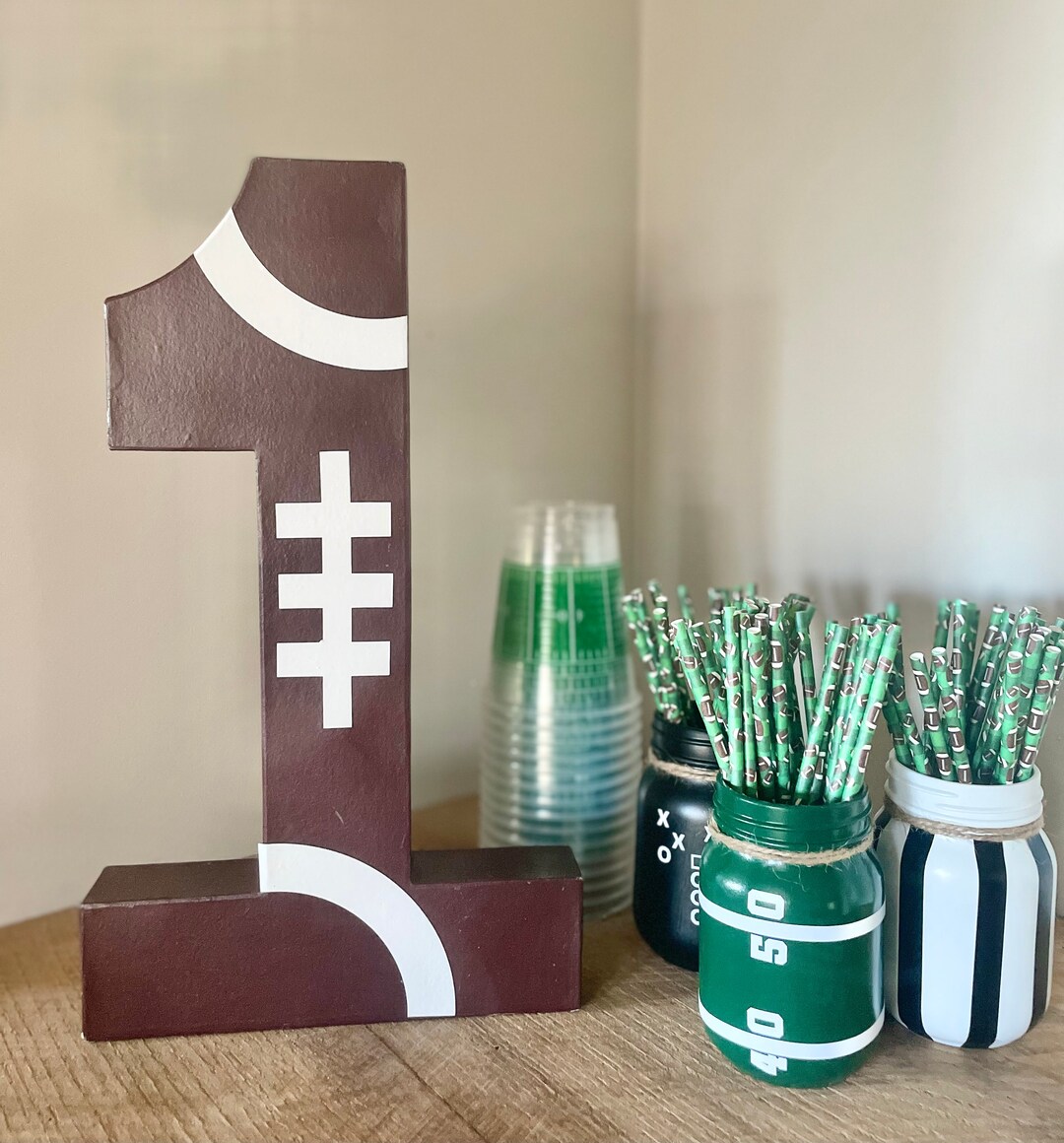 Freestanding Number Birthday Party Decor for First Birthday Sport Theme ...