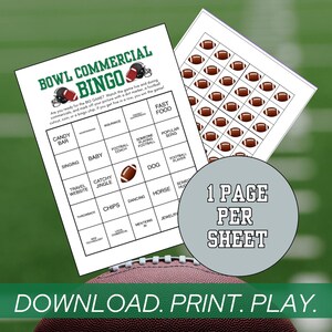 The Big Game Bowl Commercial Bingo 2025 Super Football Bowl Game ...