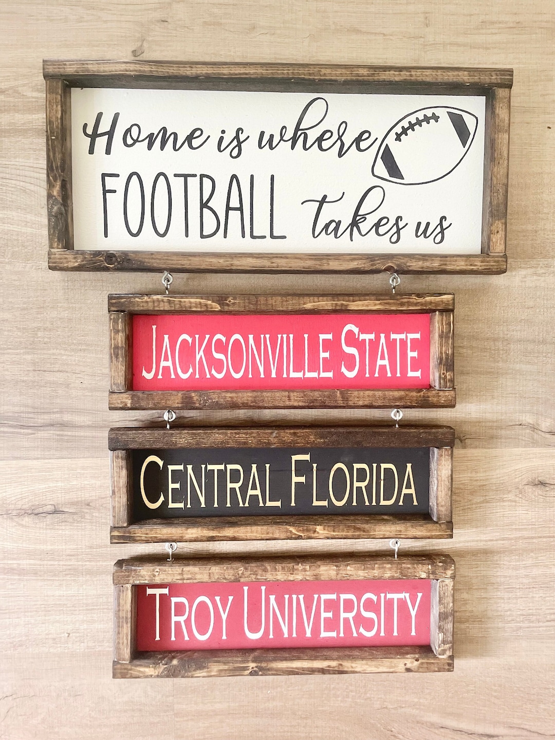 Multiple Team Sign Home is Where Football Takes Us Hanging Wood Sign ...