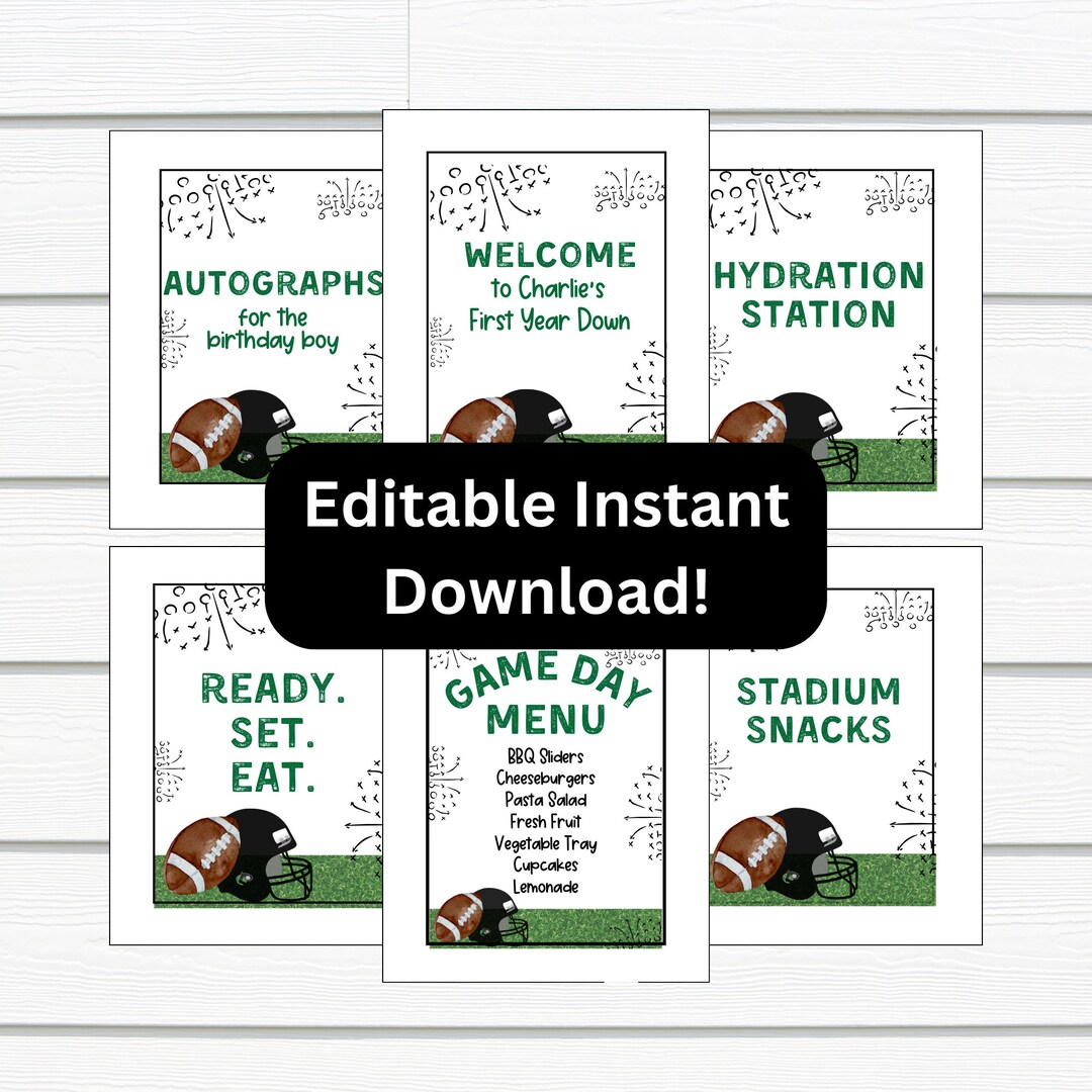 Football Party Printable for Birthday Party for Boy Sport Theme Party ...