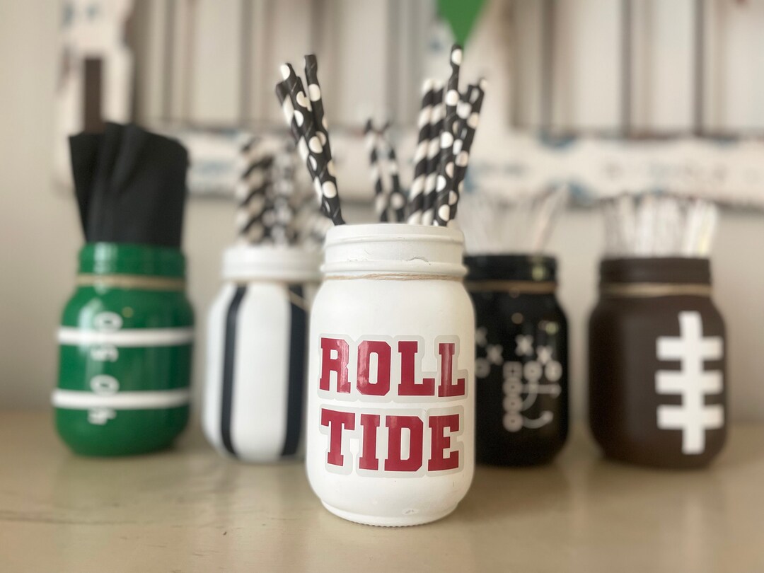 Football Mason Jar Custom Team Decor for Football Party Tailgate ...