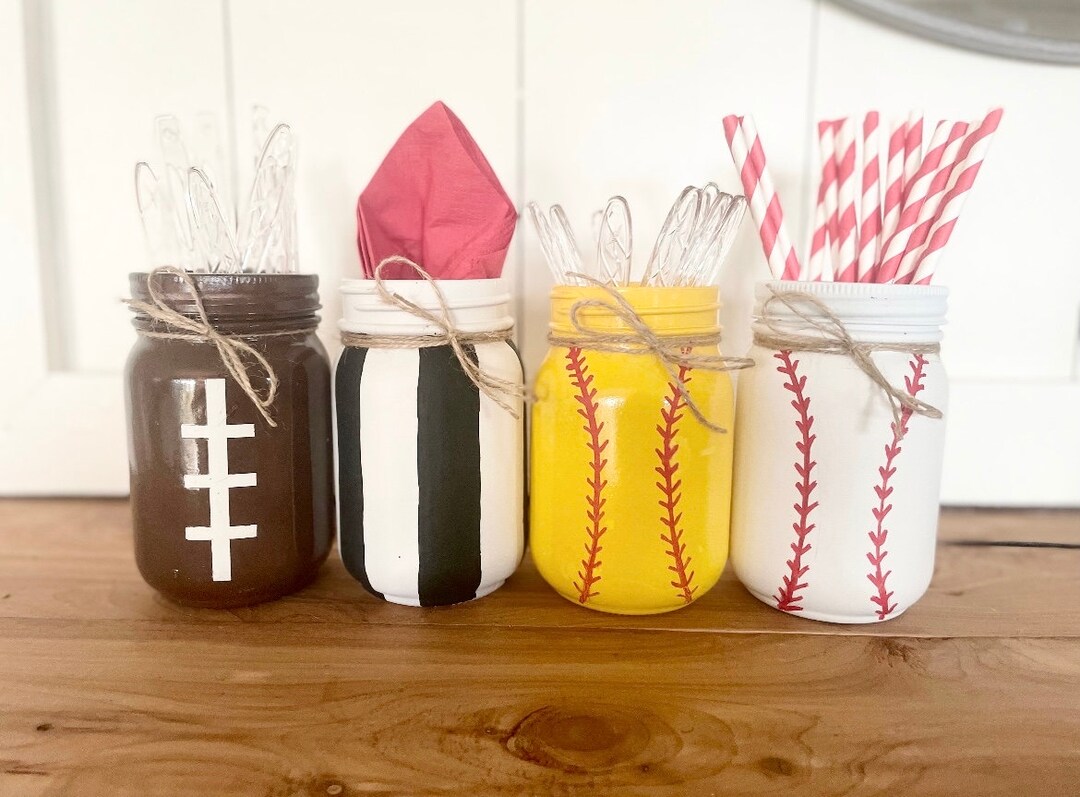Sport Mason Jar Birthday Party Decor Mason Jar Centerpiece for - Etsy
