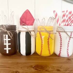 Sport Mason Jar Birthday Party Decor Mason Jar Centerpiece for - Etsy