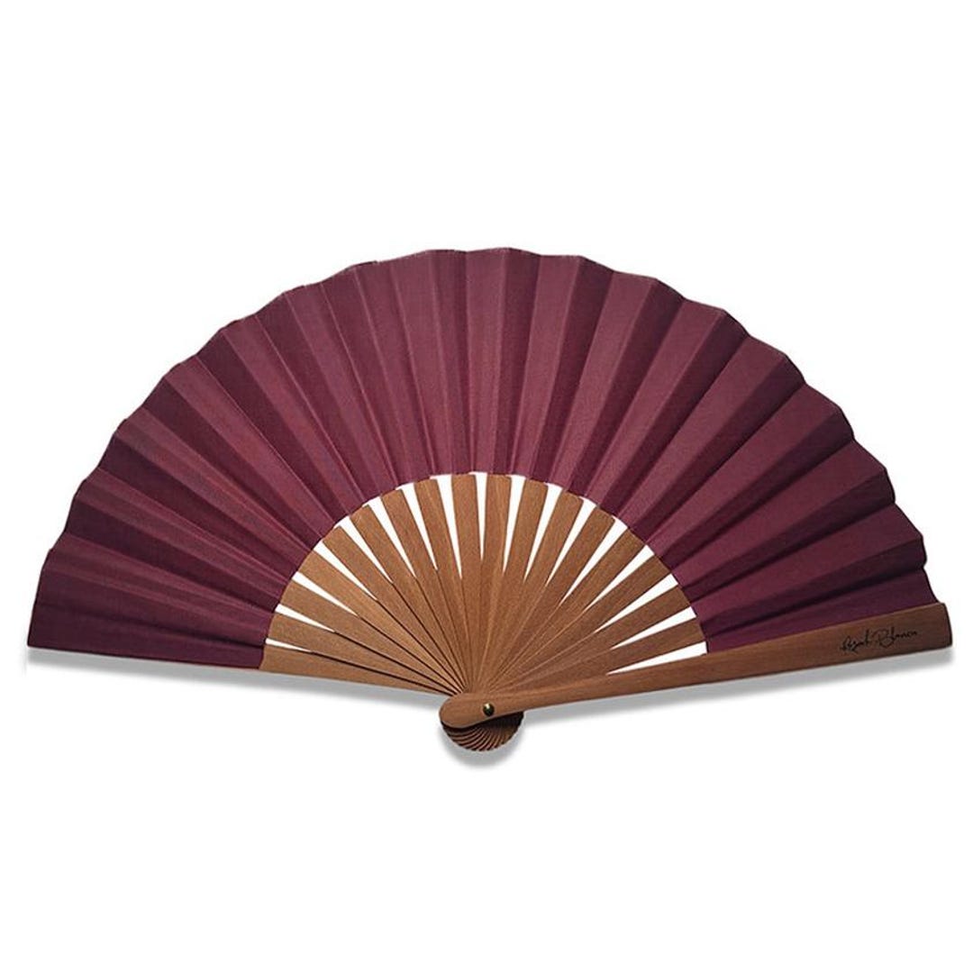 Small Pequeño Burgundy Handcrafted Fan in Pear Wood, Pocket Hand Fan in ...