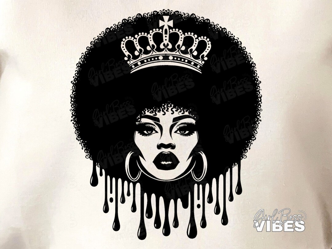 Black Queen Crown Dripping Afro African American Black Woman SVG, Png ...
