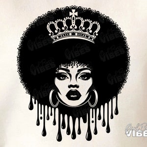 Black Queen Crown Dripping Afro African American Black Woman SVG, Png ...