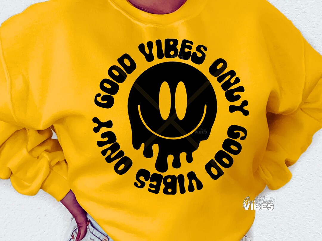Dripping Smile Face SVG, Emoji Svg, Good Vibes Only Svg, Png, Dxf, Cut ...