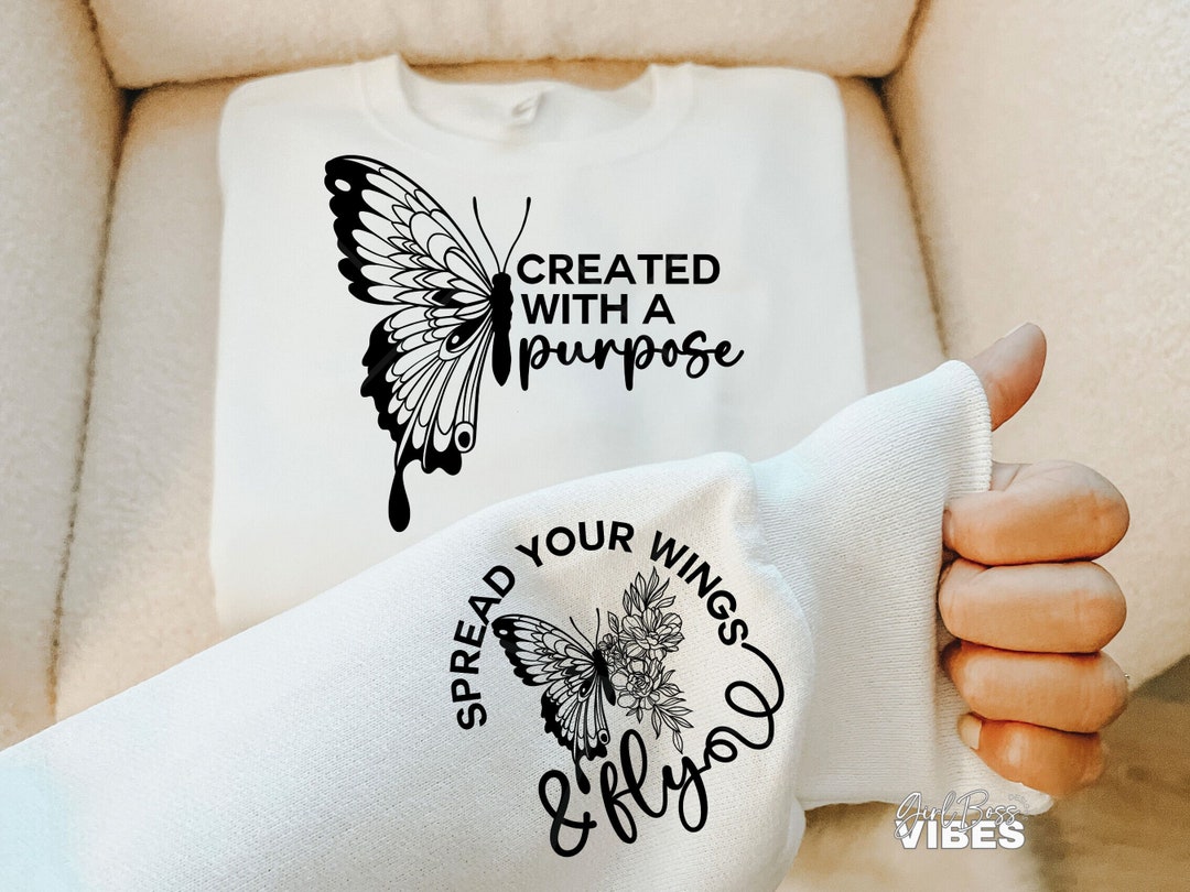 Created With A Purpose SVG, Front Back Svg, Sleeve Svg, Butterfly Svg ...