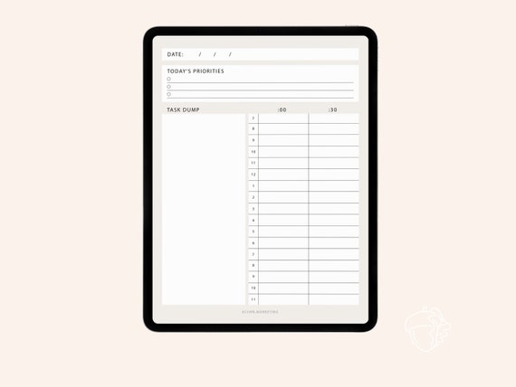 Daily To-do List With Task Dump & Priority List Custom Time - Etsy