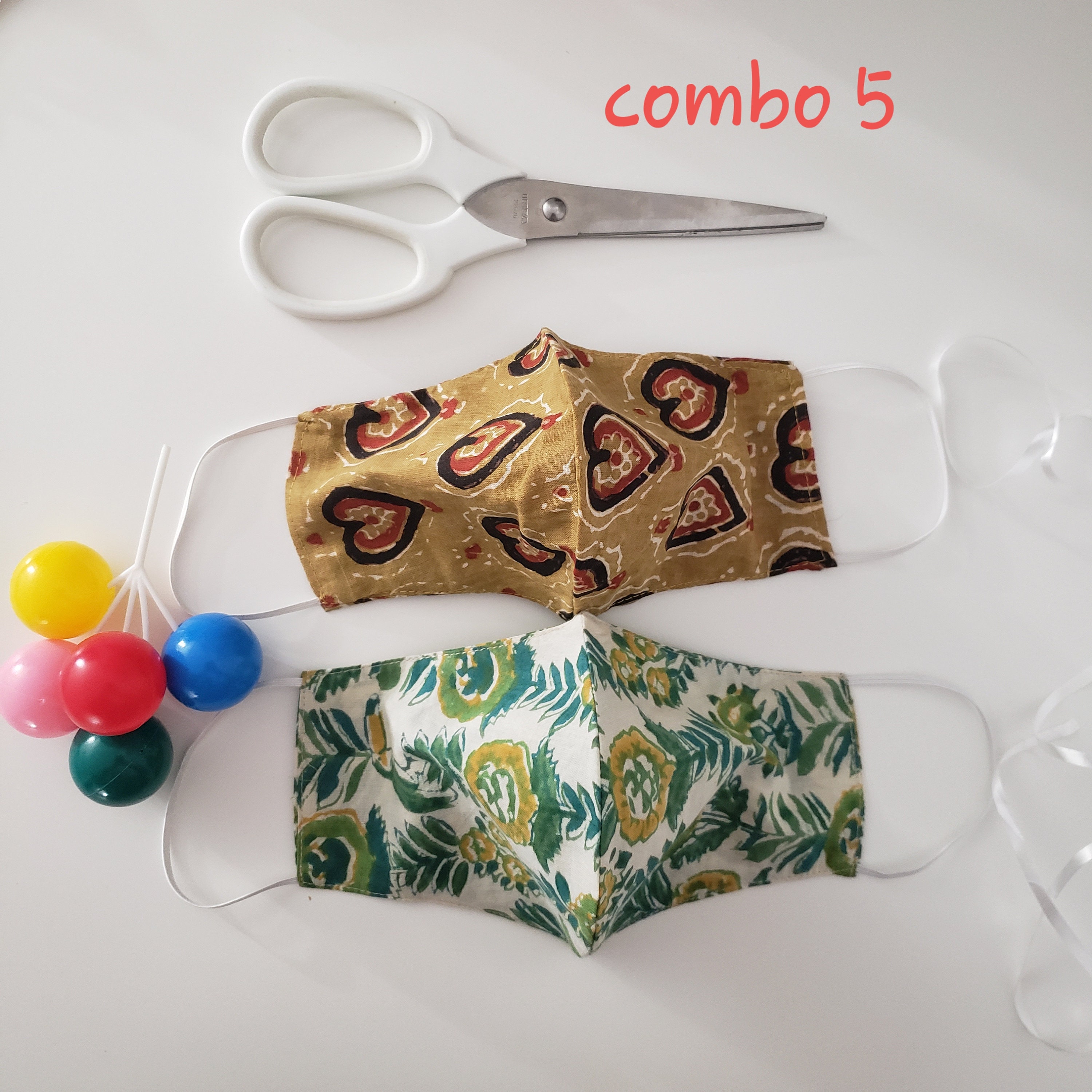 Pack of 2 Face Mask, 2 Layer Mask, Pleat and Fold Mask, Heart and ...