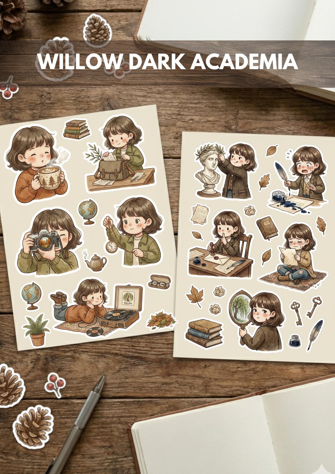 Dark Academia Printable Stickers | Willow Collection | Vintage Study ...