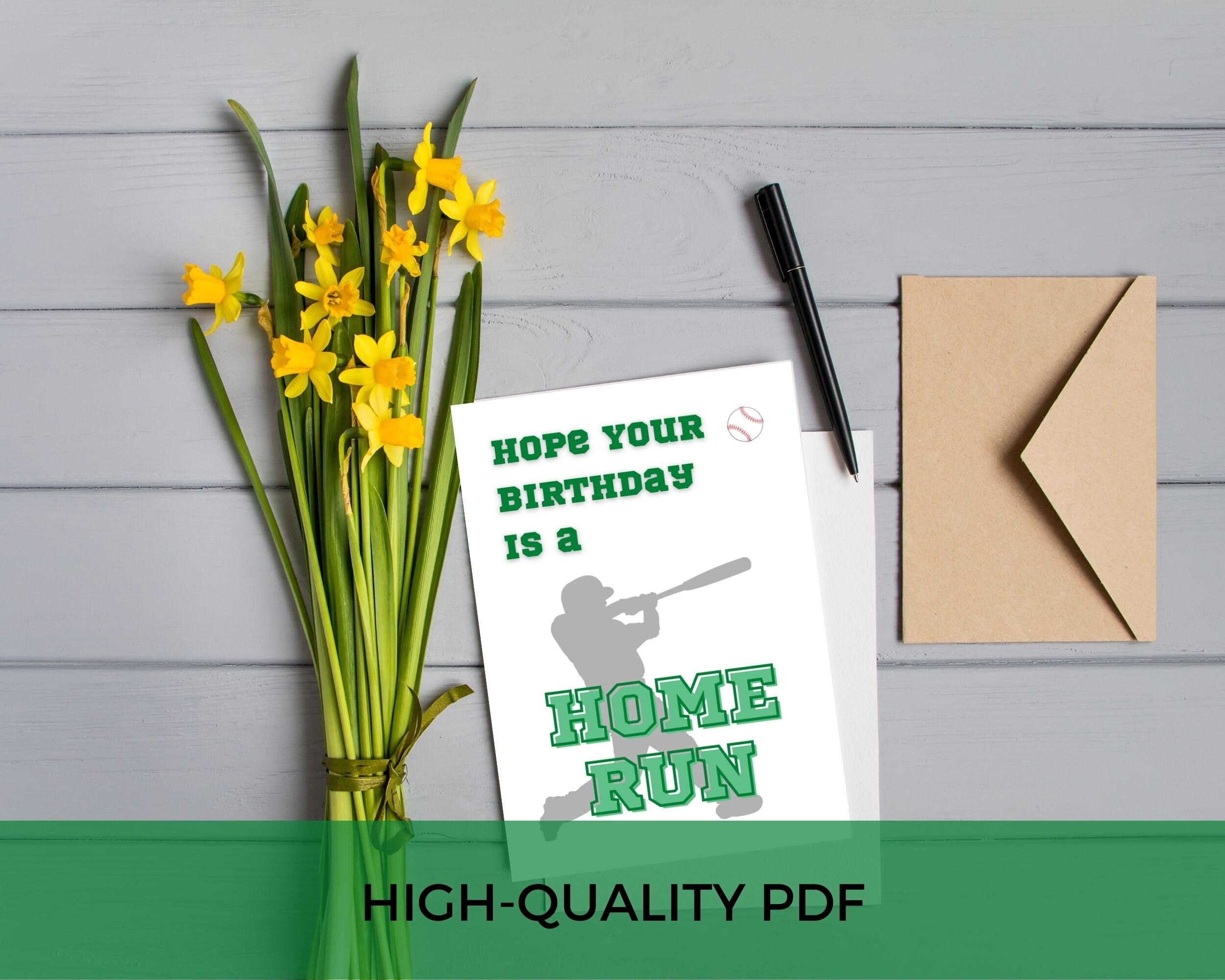 5x7 Printable Baseball Birthday Card - Homerun Birthday - Baseball Fan ...