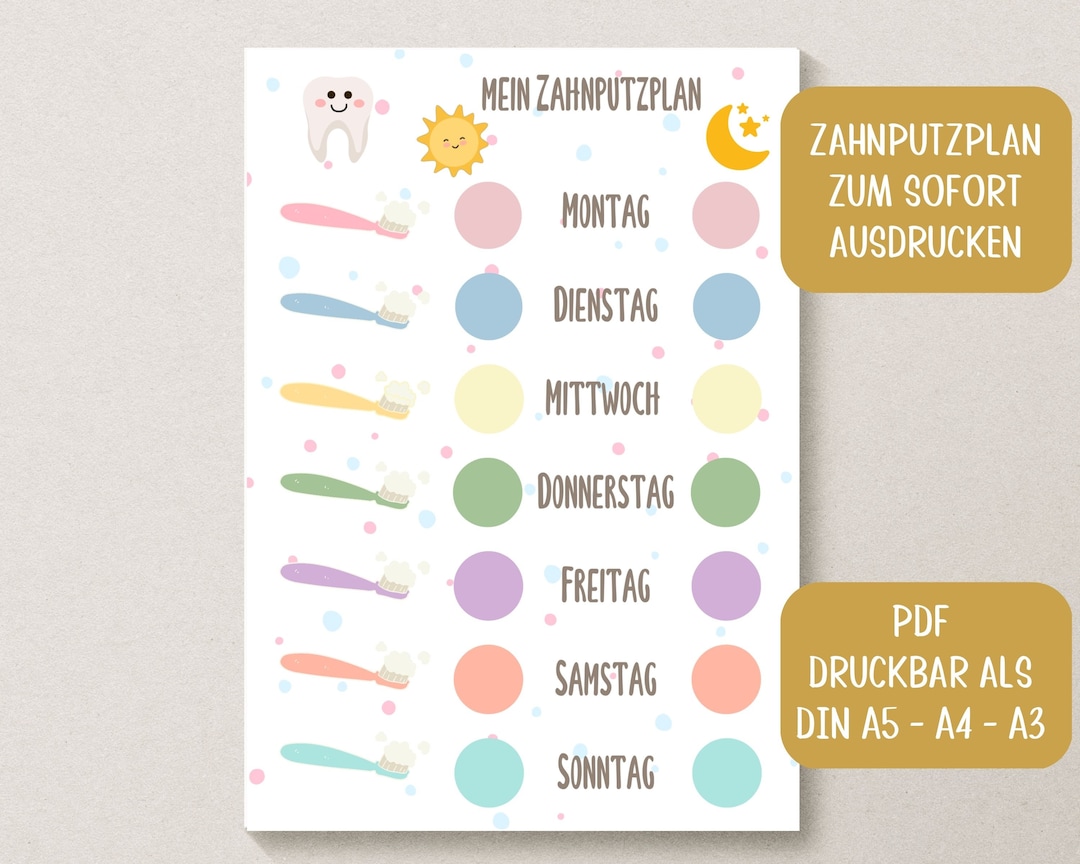 Tooth Brushing Schedule - Brush Teeth Weekly Schedule - Weekly Schedule ...