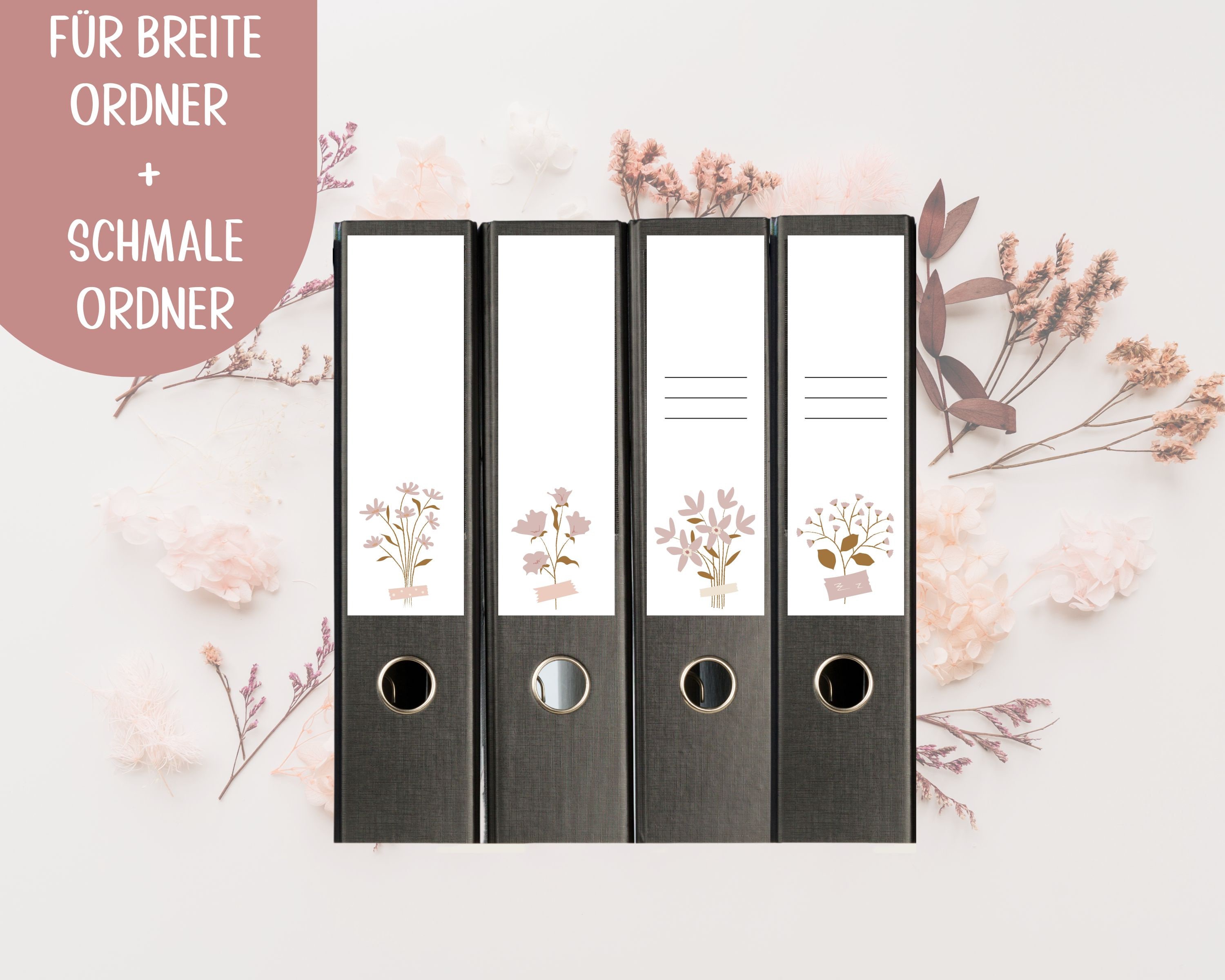Ordnerrücken Etiketten mit Miniblumen zum Einstecken für breite ...